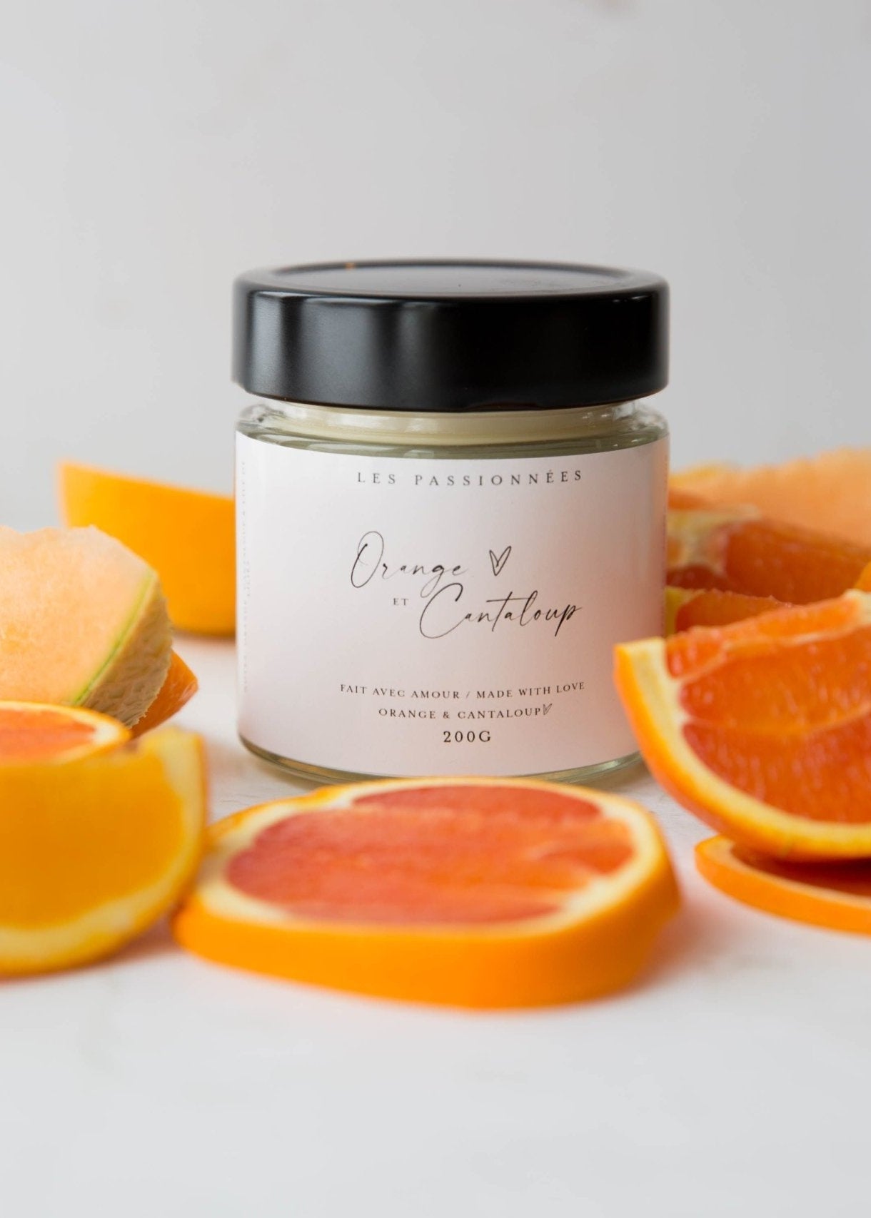 Chandelle parfumée à mèche de coton – Orange & Cantaloup | Les Passionnées